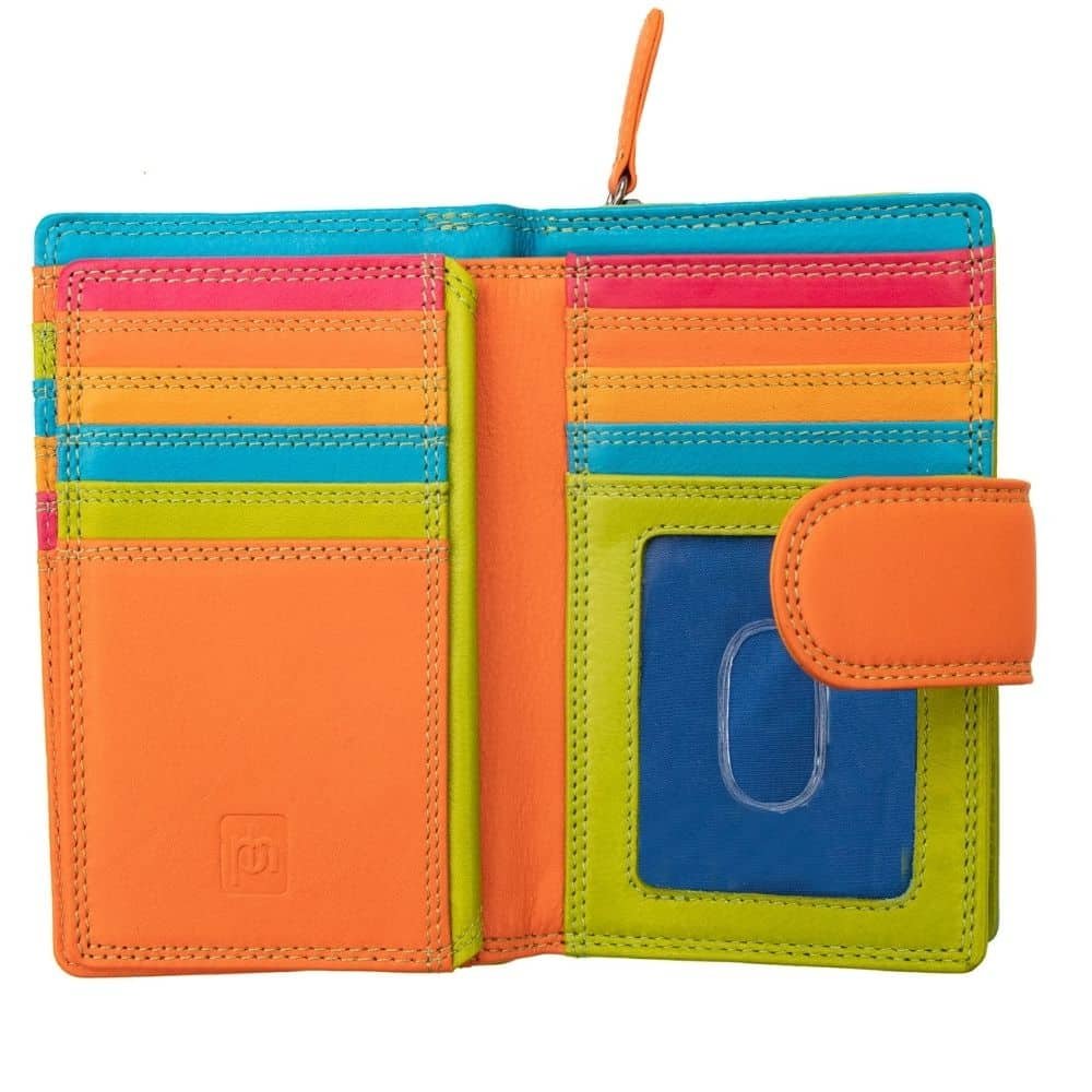 London Multi Colour Bifold Purse - Green-Multi - The Leather Mob