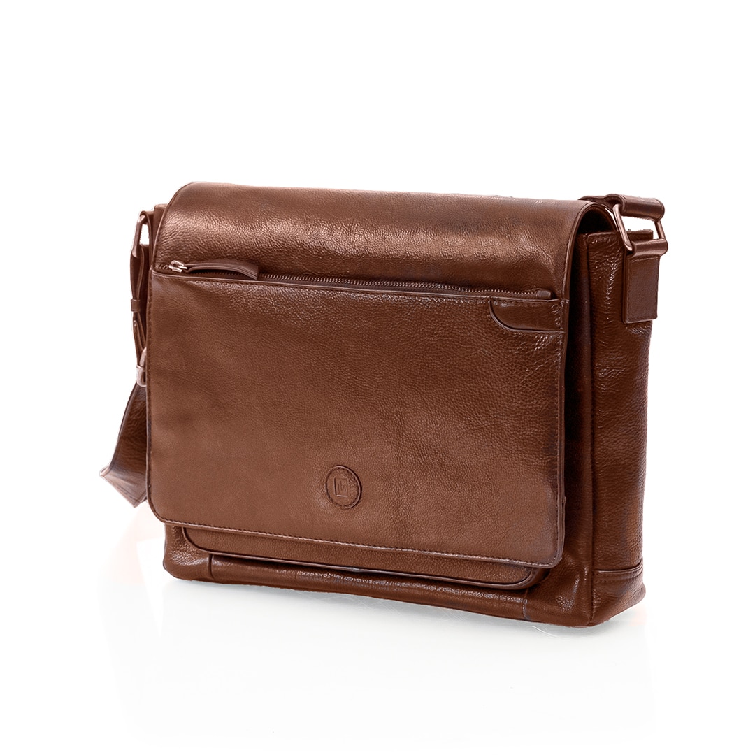 Orion Messenger/Laptop Bag | Cognac - The Leather Mob