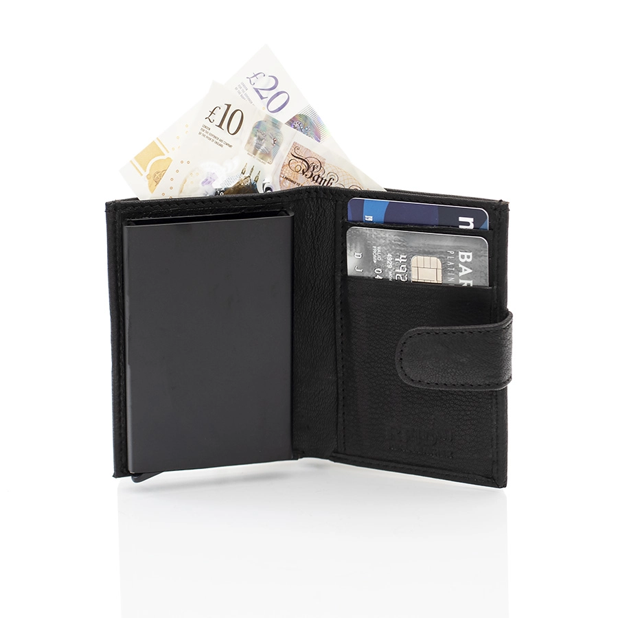 RFID boxed slider wallet | Black - The Leather Mob