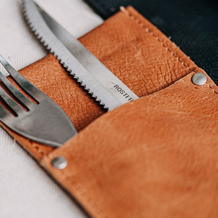 Leather Cutlery Pouches 4-Pc Set - The Leather Mob