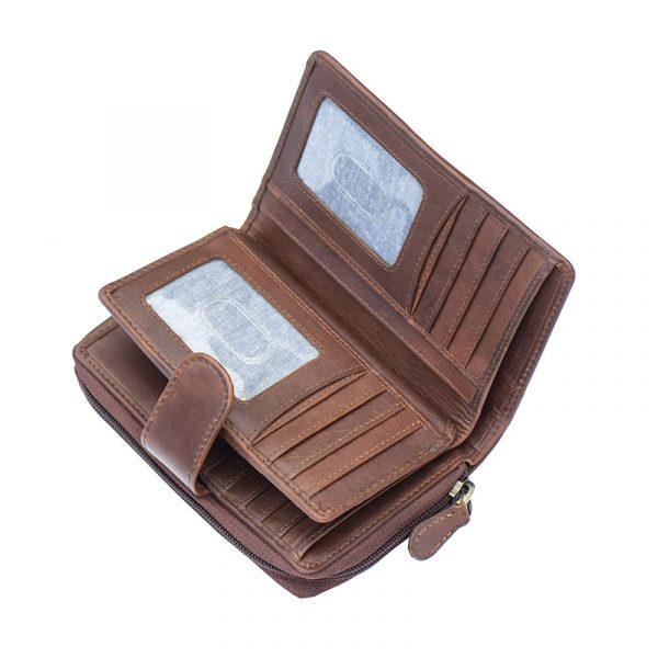 Toscana around tab purse | brown - The Leather Mob