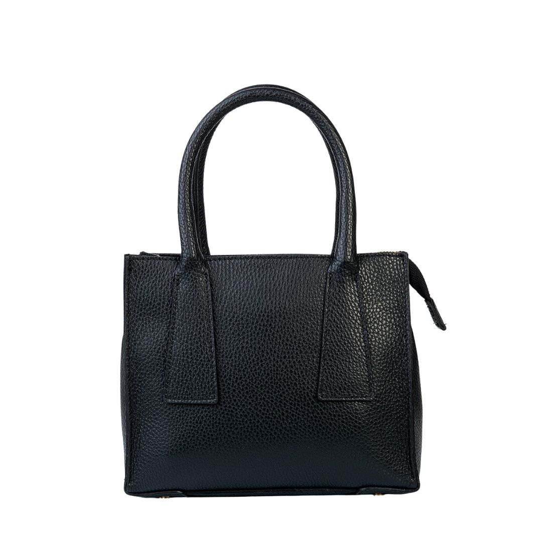 BARCELONA Mini Small Square Handbag with Top Handles | Black - The ...